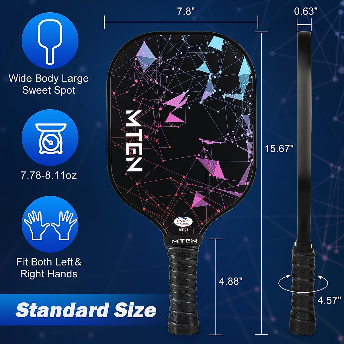 Pickleball Paddles Set of 2, USAPA Approved Fiberglass Surface Pickleball Set with 2 Pickleball Rackets,4 Pickleball Balls,1 Portable Carry Bag, Pickle Racket Set ​for Men Women