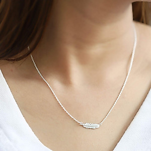 Boma Jewelry Sterling Silver Feather Necklace, 16 inches