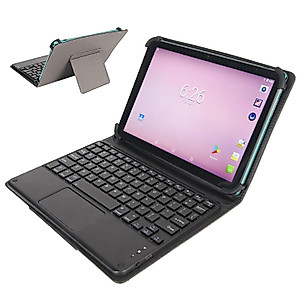 Yunir 10.1 Inch Tablet, 6GB RAM 128GB ROM, Octa Core CPU, Dual Camera, 5G WiFi, 4G LTE, Tablet with Case Keyboard, 100‑240V Compatible (US Plug)