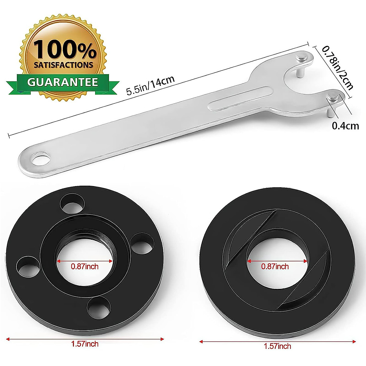 TOOLFLIFE 3pcs Angle Grinder Wrench Spanner Metal Lock Nut fits for Dewalt Milwaukee Makita 193465-4 Bosch Black & Decker Ryobi 5" 5/8-11 Parts