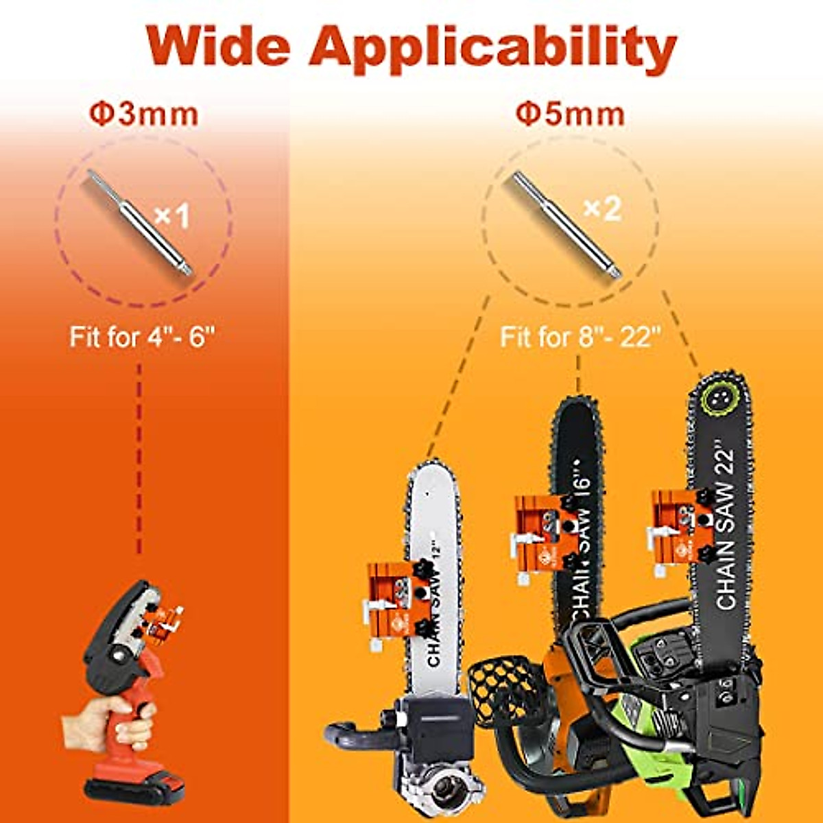 Chainsaw Chain Sharpening Jig, Chainsaw Sharpener Kit with Carrying Bag & Cleaning Brush, Hand-Crank Fast Chain Saw Sharpener Tool for 4"-22" Chain Saws & Electric Saws, Lumberjack, Garden Worker