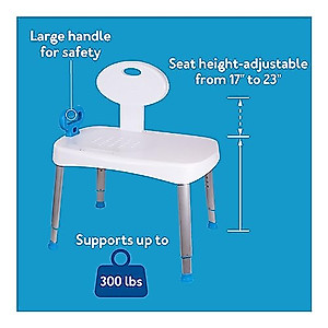 Carex Easy Transfer Shower Bench - Shower Chair for Elderly and Tub Transfer Bench for Bathtub, Shower Transfer Bench, Transfer Tub Bench with Back, Tub Bench Transfer Seat