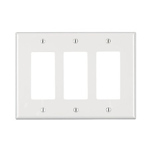 Leviton PJ263-W 3-Gang Decora/GFCI Decora Wallplate, Midway Size, White