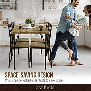 CAPHAUS 5 Pieces Dining Table & Chairs Set for 4, Space-Saving Rectangle Table w/Four Chairs for Kitchen, Dining Room, Breakfast Nook, Dinette, Modern Design Set, Brown Oak