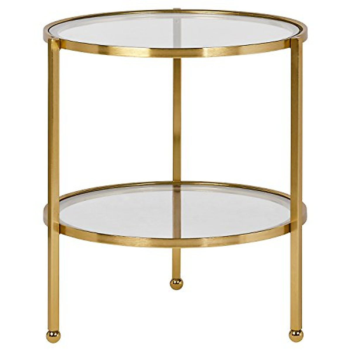 Amazon Brand – Rivet Modern Round Metal Coffee Table, 18.5"H, Gold and Glass