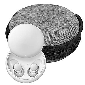 Geekria Shield Headphones Case Compatible with Soundcore Sleep A10 Wireless Bluetooth Earbuds Case, Replacement Hard Shell Travel Carrying Bag with Cable Storage (Grey)