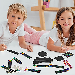 lyfLux 146 PCS Animal Scratch Bookmarks Art, Rainbow Magic Scratch Paper Art Kit for Birthday Parties, Game Activities, DIY Crafts, Decorations