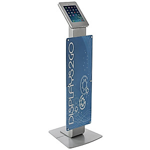 Displays2go iPad Floor Kiosk Stand with Sign Holder, Home Button Hidden (IPDSGNSV2)