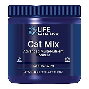 Life Extension Cat Mix – For Heart, Kidney & Pancreatic Function + Gut Health –with Vitamins & Essential Nutrients - Formula For Kitty - Gluten-Free, Non-GMO – Net Wt.100 Grams (85 Servings)