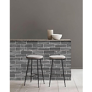 TORURAL 100 Grey Faux Brick Wall Tiles, 3D Thin Brick Veneers for Bedroom, Bathroom, Kitchen, Fireplace and Fence Wall Panels (14.2 sq.ft)