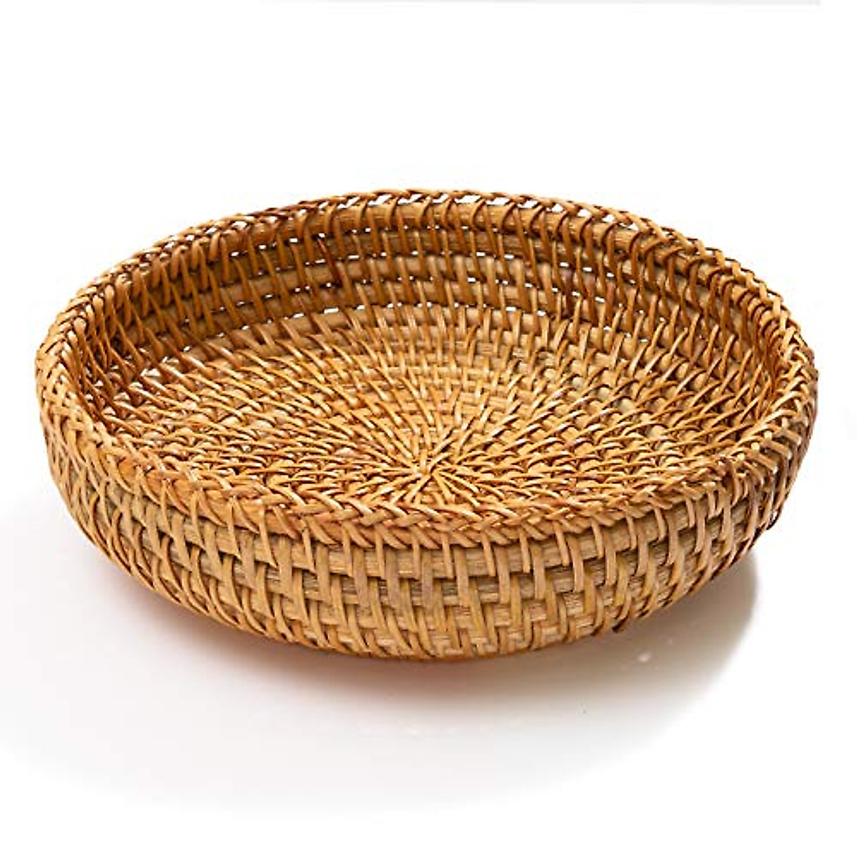Small Key Bowl for Entryway Table Wicker Decorative Bowls Keys Holder Basket Handmade Woven Display Wall Baskets Rattan Fruit Candy Wallet Storage Organizing Kitchen Countertop (XS: 7.3" Set 1)