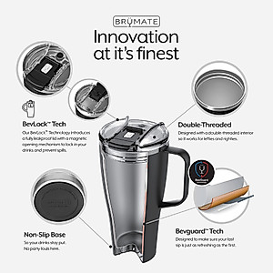 BrüMate Toddy 22oz 100% Leak Proof Insulated Coffee Mug with Handle & Lid - Stainless Steel Coffee Travel Mug - Double Walled Coffee Cup (Glitter Rose Gold)