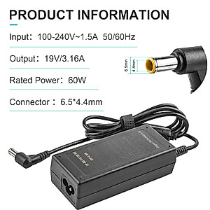 Fancy Buying 65W 19V 3.16A Replacement Charger Adapter for LG LED LCD Monitor Widescreen HDTV, Power Cord for LG Electronics 19” 20” 22” 23” 24” 27” Power Supply, 19V, AC, DC,8Ft.