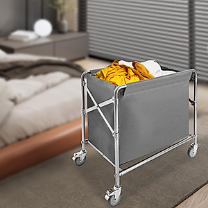 Laundry Basket With Wheels, 1 Section Rolling Laundry Hamper, Laundry Cart With Wheels Laundry Sorter Laundry Bags 34.25 x 20.47 x 30.7 Inches, Grey