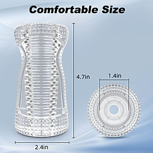 Male Masturbator, Transparent Pocket Portable 3D Faux Pussy Texture Masturbation Stimulation Penis Adult Men Sex Toys & Games