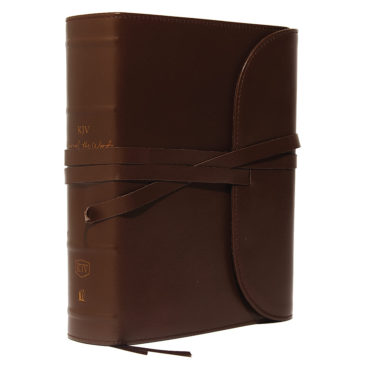 KJV, Journal the Word Bible, Large Print, Premium Leather, Brown, Red Letter: Reflect, Journal, or Create Art Next to Your Favorite Verses