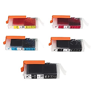 Ink Cartridge Standard Size Clear Fadeless Print Printer Cartridge Replacement for PIXMA TS707 TR8570 TS8170 (BK BK C M Y 5 Colors)