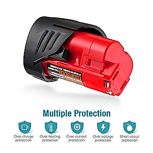 ORHFS 2 Packs 3.0Ah Replacement Battery Compatible with Milwaukee M12 12V Battery 48-11-2411 48-11-2420 48-11-2401 48-11-2402 48-11-2401 12-Volt Lithium-ion Battery