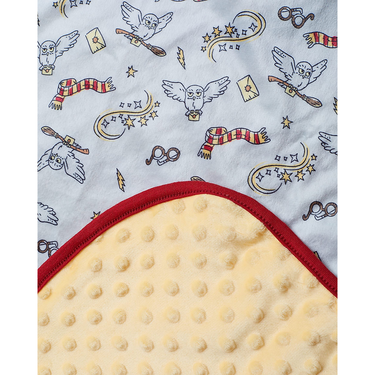 Harry Potter Baby Boys Blanket, Hat, and Socks Set Baby Plush Polar Fleece Blanket 35x35 Baby Gifts (Red/Yellow/Grey, 0-12 Months)