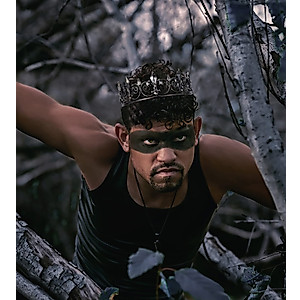 SWEETV Gothic Full King Crown - Metal Crowns and Tiaras for Men/Women (Unisex), Goth Prince Prom Party Hats, Halloween Cosplay Costume Accessories, Black