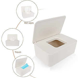 Wipes Dispenser,KinAndKen Baby Wipes Dispenser Refillable Wipe Container with Sealing Design,Keeps Wipes Fresh, One-Handed Operation. Non-Slip, Easy Open/Close Wipes Pouch Case