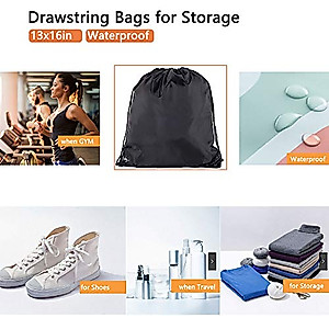 YOROYAL Travel Elastic Clothesline with 6pcs Portable Adjustable Clothes Hanger, 1 Pack Drawstring Organizer Backpack, Perfect for Camping, Hotel and Other Outdoor / Indoor Use (Black)