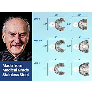 ARTMAN INSTRUMENTS Dental Impression Trays – Set of 6 Stainless Steel, Perforated, Autoclavable Trays (Small, Medium, Large) for Upper & Lower Teeth – Durable, Reusable, Rounded Margins for Comfort