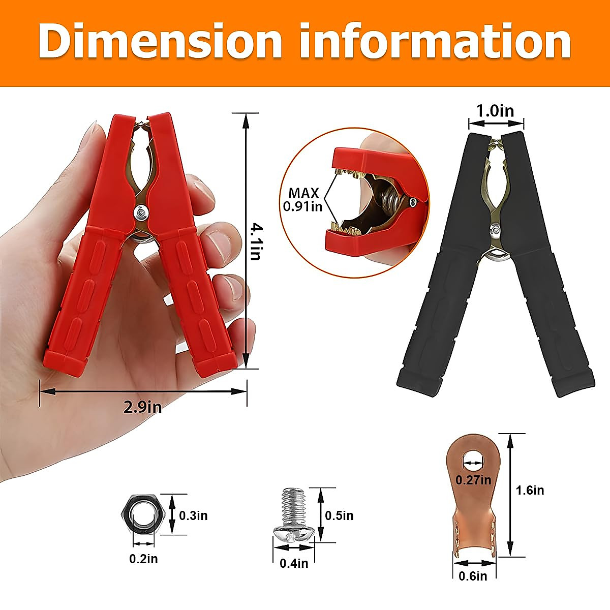 AUCELI 2Pcs Battery Jumper Cable Clamps, Heavy Duty Car Battery Charger Alligator Clips, Power Replacement Battery Welding Machine Crocodile Clamps, Auto Accessories for All kinds of Cars and Boats