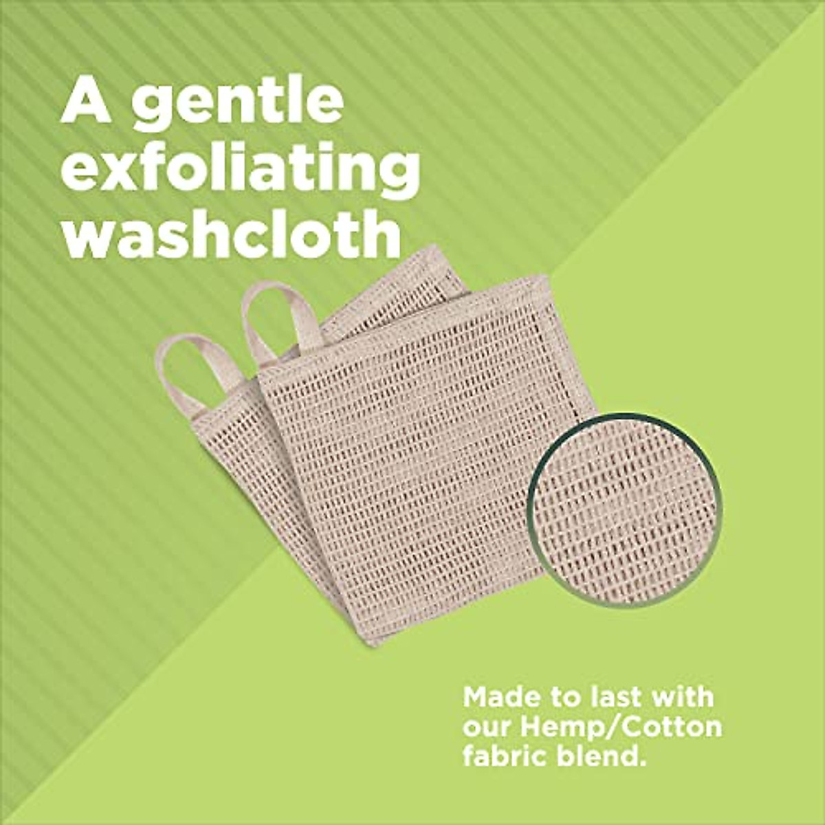 Bean Products Hemp Washcloth - Loose Weave Design for Effective Cleaning - Open Knit Exfoliating Wash Cloth - Fast Drying, Anti-Fungal, Eco-Friendly Hemp & Organic Cotton - 10” x 12”, 1 Pack