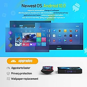T95 Android 10.0 TV Box, YAGALA Android Box with Allwinner H616 Quad-Core 64bit ARM Corter-A53 CPU Mali G31 MP2 GPU 2GB RAM 16GB ROM 6K 4K Output 2.4GHz+5GHz WiFi 100M LAN Enternet BT5.0