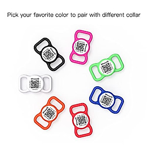 Dog Collars Charms & Collar Tag, QR Code Slide-on Tag, QR Code Dog Tag, Custom Online Profile, Durable Silicone Dog ID Tag, Anti-Scratch, Soundless Pet Tag, Easy to Set Up, Navy Blue