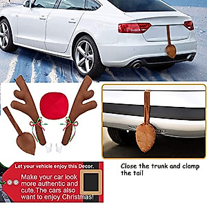 Car Reindeer Antlers & Nose Decorations Set- Car Jingle Bell Antlers and Nose,Christmas Decorations for Cars/Home,Best of Auto Accessories,Best for Car SUV Van Truck,Easy to Install