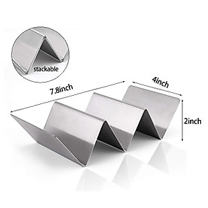 Taco Holder Stainless Steel Set of 4,Taco Stand Up Holders for Soft & Hard Shell Tacos,Oven, Grill and Dishwasher Safe,Perfect for Taco Tuesday,Mexican Fiesta, Cinco De Mayo Parties.