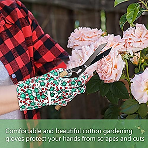 MERTURN Garden Tool Set,6Pcs Heavy Duty Aluminum Gardening Tools Kit Include Garden Gloves,Rake, Shovel,Candles, Gardening Gifts Box for Women Men Gardener with Floral Pattern