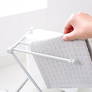 Yardwe Dish Cloth Holder Foldable Dishcloth Hanger Rag Rack Vertical Towel Drying Rack (Light Grey)