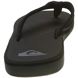 Quiksilver Men's Carver Suede 3 Point Flip Flop Athletic Sandal, Solid Black, 11 M US