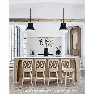 Bar Stools Set of 3, 30.3" Seat H for 39.3"~41.3" Counter Height, 360° Swivel Modern Bar Stool with Curved Wooden Back, Luxury Cloth Fabric Upholstered Counter Stools for Kitchen Island Counter
