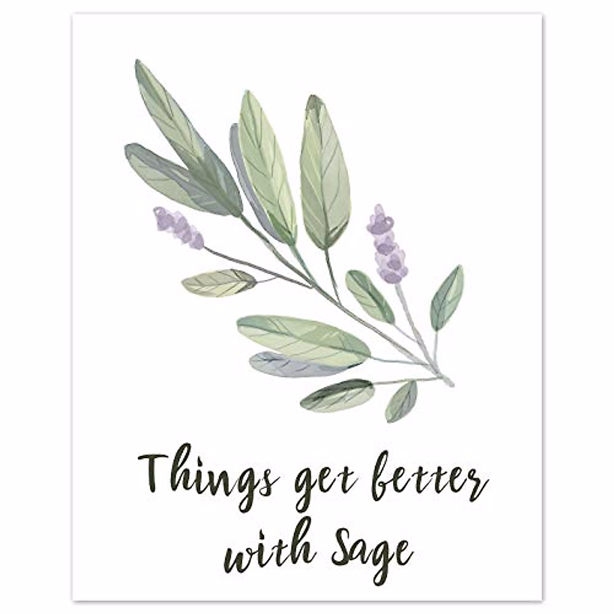 A LuxeHome Wall Art Home Funny Inspirational Puns Prints Signs Room Decor - for Kitchen and Dining Decorations – Botanical Vegetable Herbs Spices Plant Garden (Set of 4) Unframed 8 x 10 inches Green