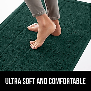 Gorilla Grip Stain and Fade Resistant Dirt Grabber Mesh Door Mat, Low-Profile, Heavy Duty Quick Dry Striped Doormat, Mats for Indoor or Outdoor Entry, Shoe Scraper, Garage Entrance Mat, 35x23, Green