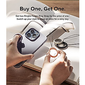 Ringke Finger Ring Strap Silicone Smartphone Grip Lanyard Holder [2 Pack] with Anti-Slip Mount Function Compatible with Phone Cases, Keys, Cameras, and More - Black & Lavender Gray