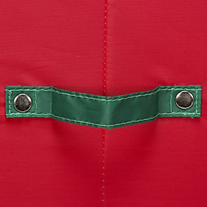 Household Essentials 530RED Holiday China Storage Chest with Lid and Handles | Storage Bin for Small Saucer Plates | Red Canvas with Green Trim