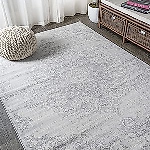 JONATHAN Y MDP103B-8 Modern Vintage Moroccan Medallion Indoor Area-Rug Country Easy-Cleaning Bedroom Kitchen Living Room Non Shedding, 8 X 10, Light Gray