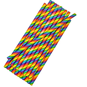 Disposable Straws, Rainbow Colors, Paper Straws, Smoothie Straws, Silly Straws Party Favor for Birthdays Holidays Events or Matching Cups - 20 Piece Set