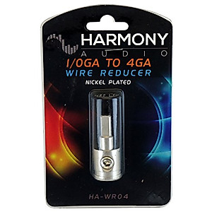 Harmony Audio HA-WR04 Car Stereo Power or Ground 1/0 to 4 Gauge Wire Reducer - Nickel Plated