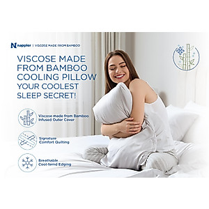 Nappler Cooling Pillow for hot Sleepers - Bed Pillows Queen Size Premium Set of 2 - Adjustable Shredded Memory Foam - Medium to Firm Pillows for Back, Stomach & Side Sleepers -Washable Cover