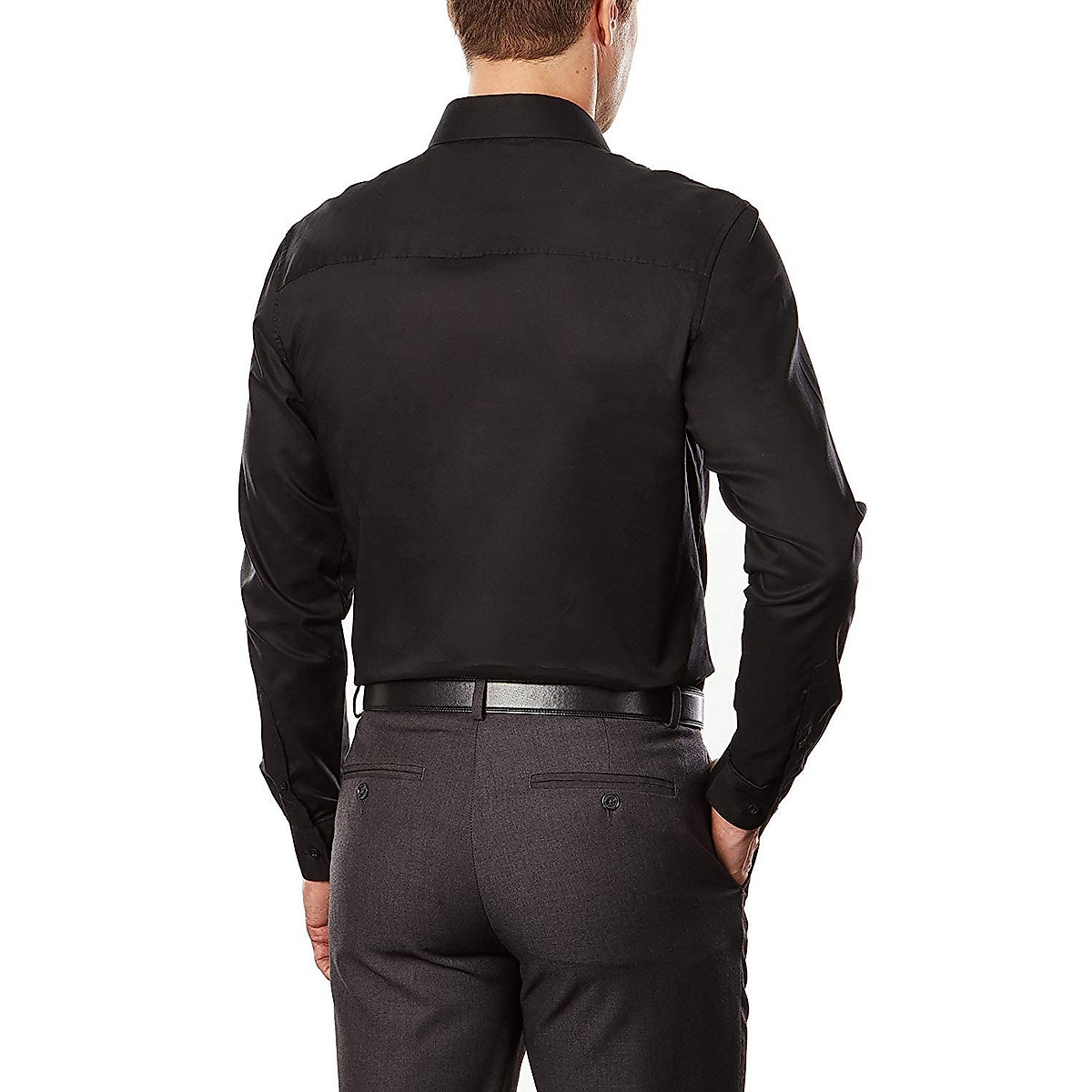 UNLISTED Men's Dress Shirt Slim Fit Solid, Black, 17"-17.5" Neck 34"-35" Sleeve