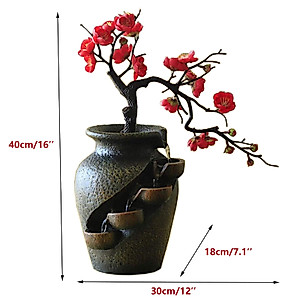 XXXXW Relaxation Desktop Fountains Tabletop Fountains Creative Home Garden Simulation Plant Vase Crafts Resin Waterfall Indoor Desktop Flowing Water Landscape Ornament Interior Water Feature