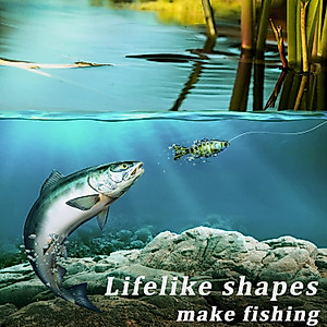 Fishing Lures Multi Jointed Fish Fishing Kits Slow Sinking Lifelike Swimbait Freshwater and Saltwater Crankbaits for Trout Bass Lures, 5 Pack with Box