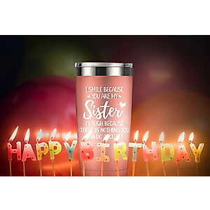 MASGALACC Sisters Gifts from Sister - Birthday Mothers Day Gift for Sisters Christmas Ideas Galentines Day Gifts, Sister Tumbler, 20oz Rose Gold