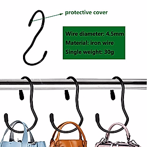 Apalie 10 Pack Black Purse Hanger for Closet,Twist Design Hooks Large Size Closet Rod Hooks Saves Space